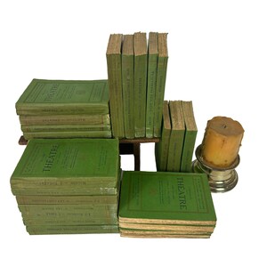 French Language Antique Books Collection Bundle of 24 Green Hand Cut ...