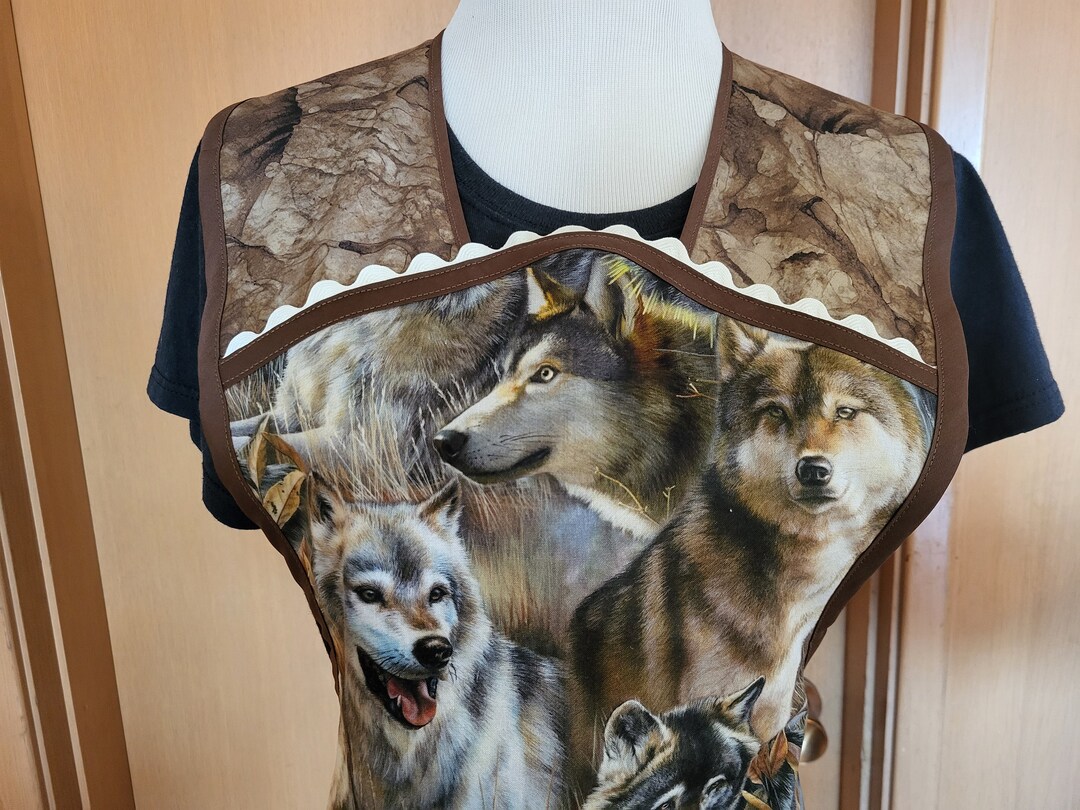 Full Apron, Retro Style With Wolf Print - Etsy
