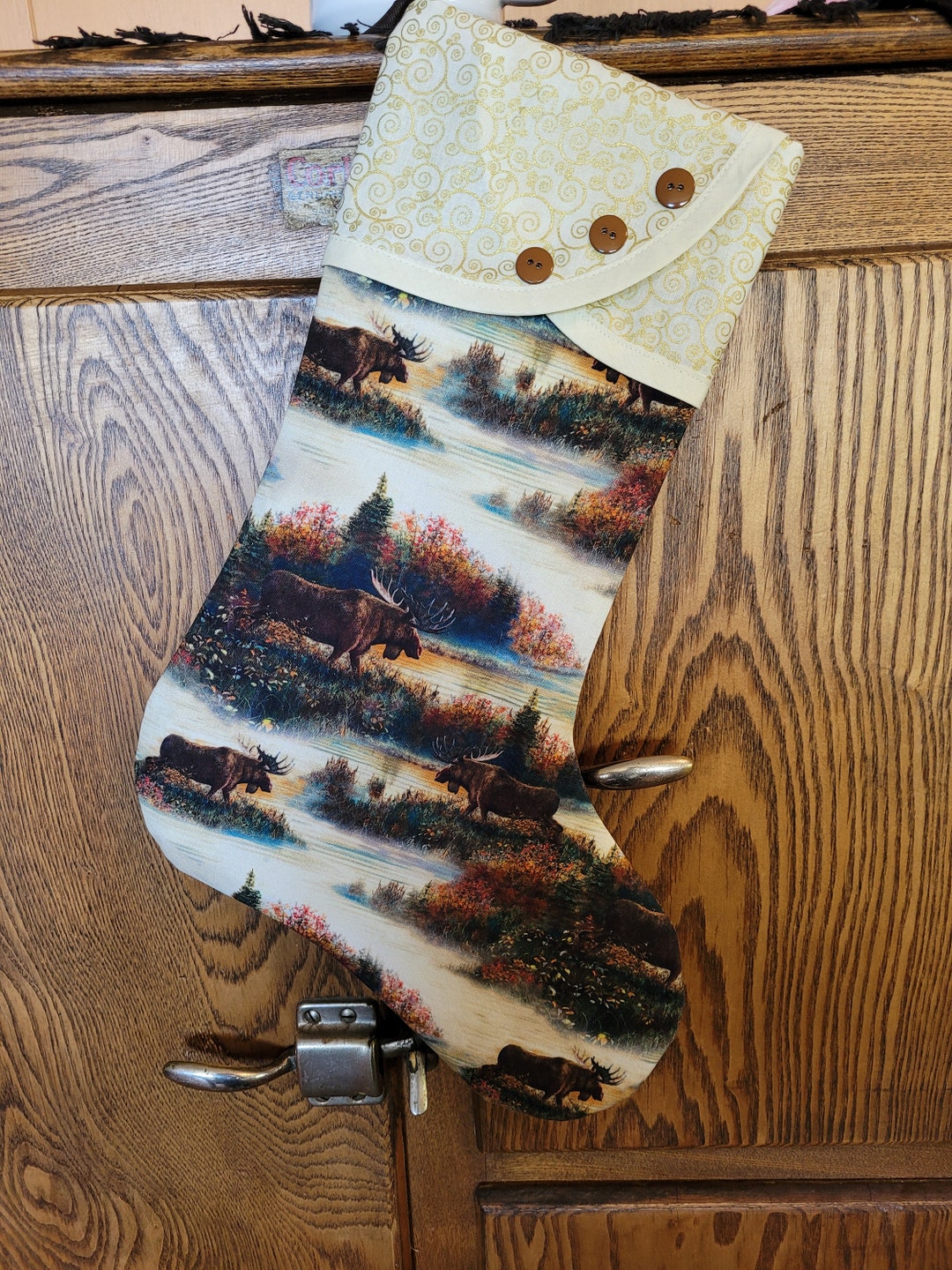 Christmas Stocking With Moose Print - Etsy