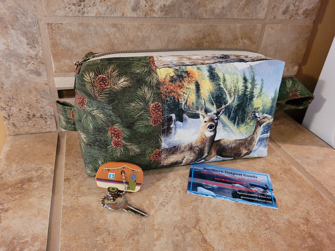 Boxy Zippered Pouch/bag With Deer Print - Etsy