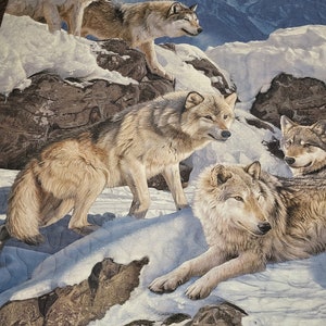 Lap Size Quilt or Wall Hanging With Wolf Print - Etsy