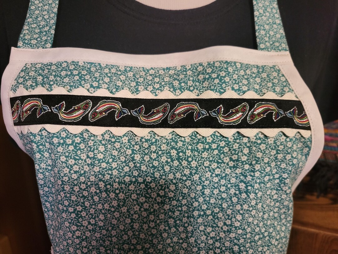 Alaskan Kuspuk Full Apron With Floral Print & Salmon Trim - Etsy