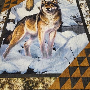 Lap Size Quilt or Wall Hanging With Wolf Print - Etsy