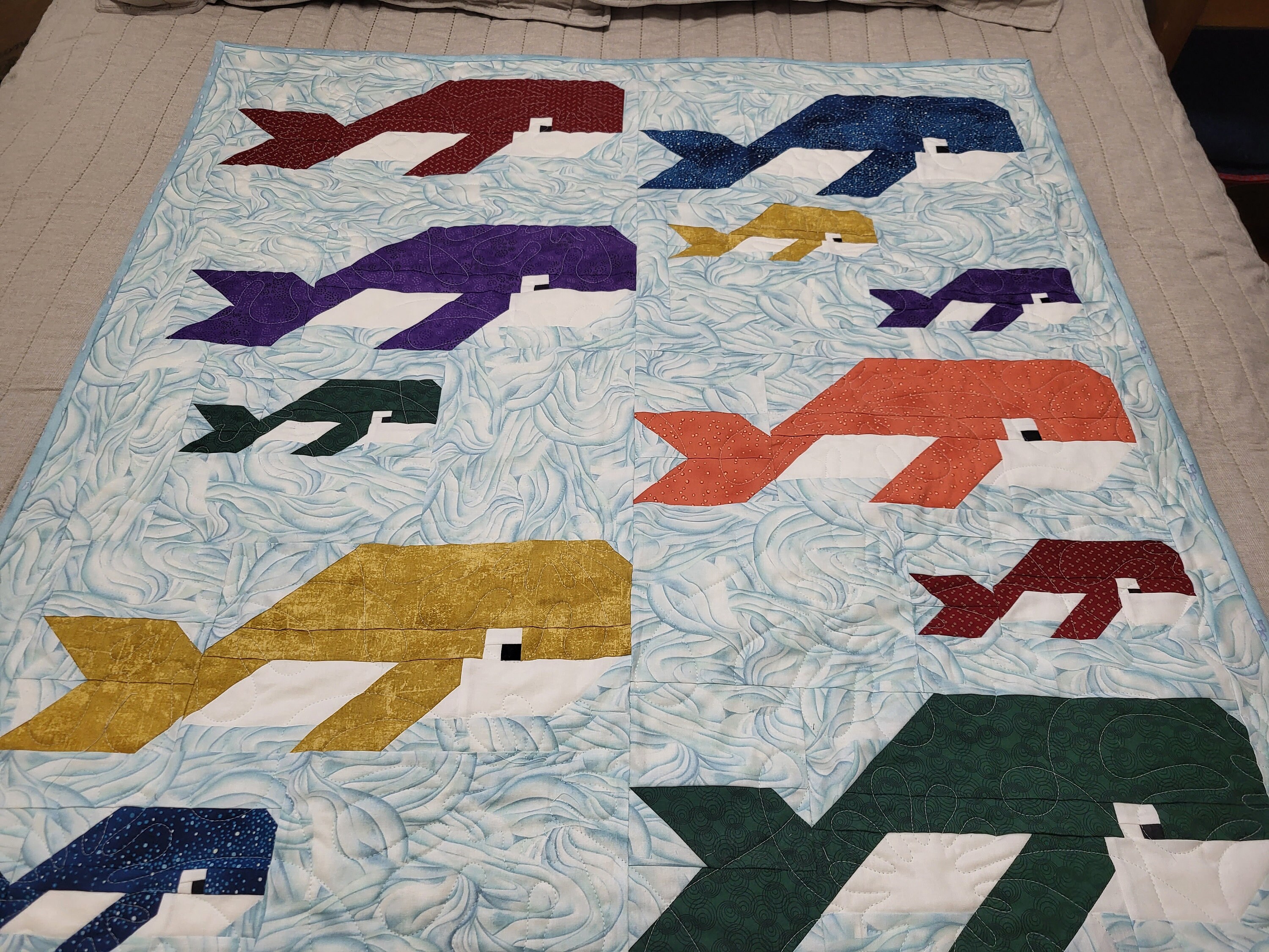Baby Quilt With Whale Themed Print - Etsy