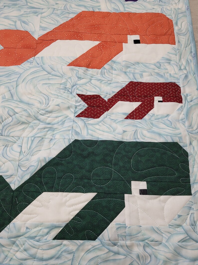 Baby Quilt With Whale Themed Print - Etsy