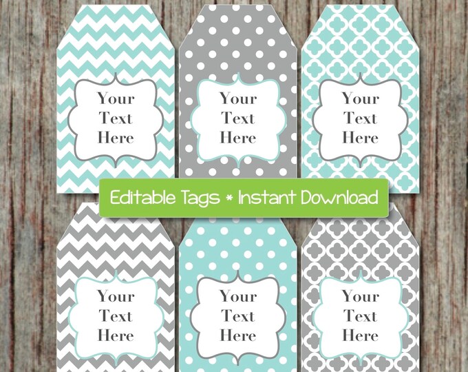 Editable Gift Tags Printable Labels Digital Collage Editable JPG File ...
