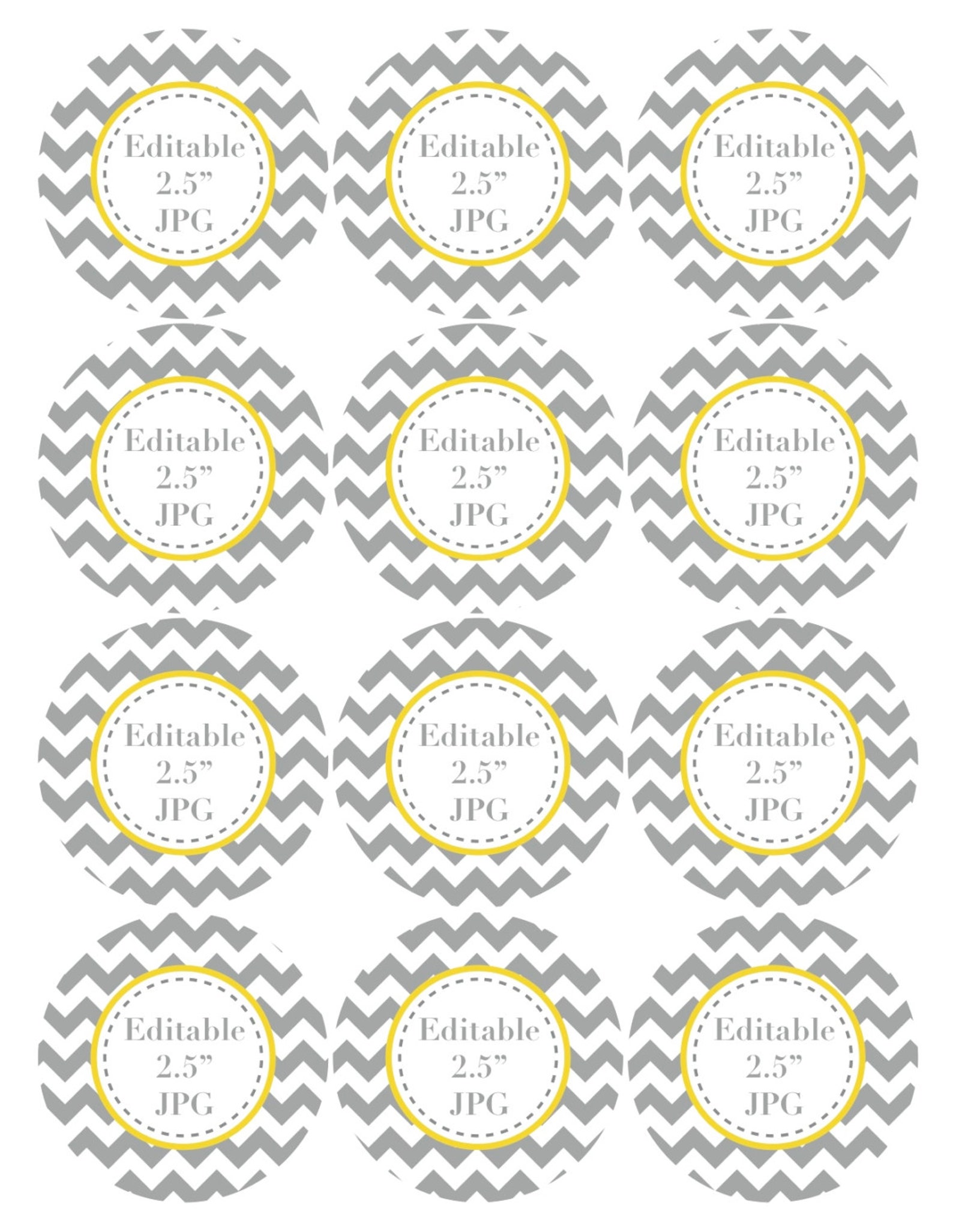 Printable Tags Editable JPG Yellow Grey INSTANT DOWNLOAD - Etsy