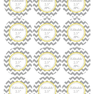 Printable Tags Editable JPG Yellow Grey INSTANT DOWNLOAD Labels Cupcake ...