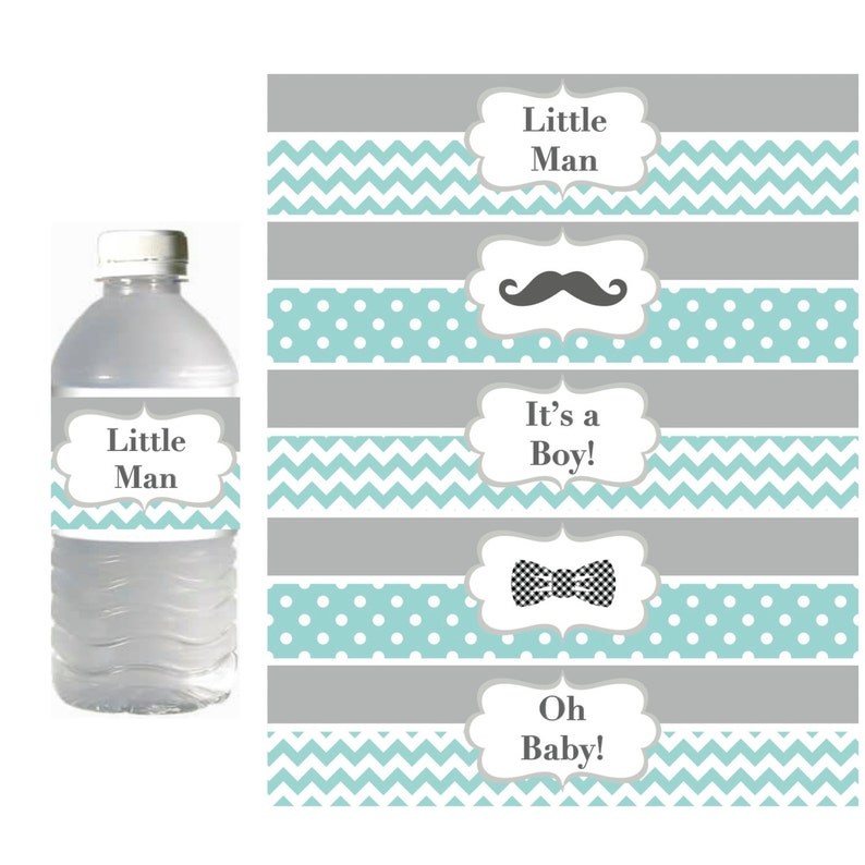 Little Man Water Bottle Labels Prinable Mustache Baby Shower | Etsy