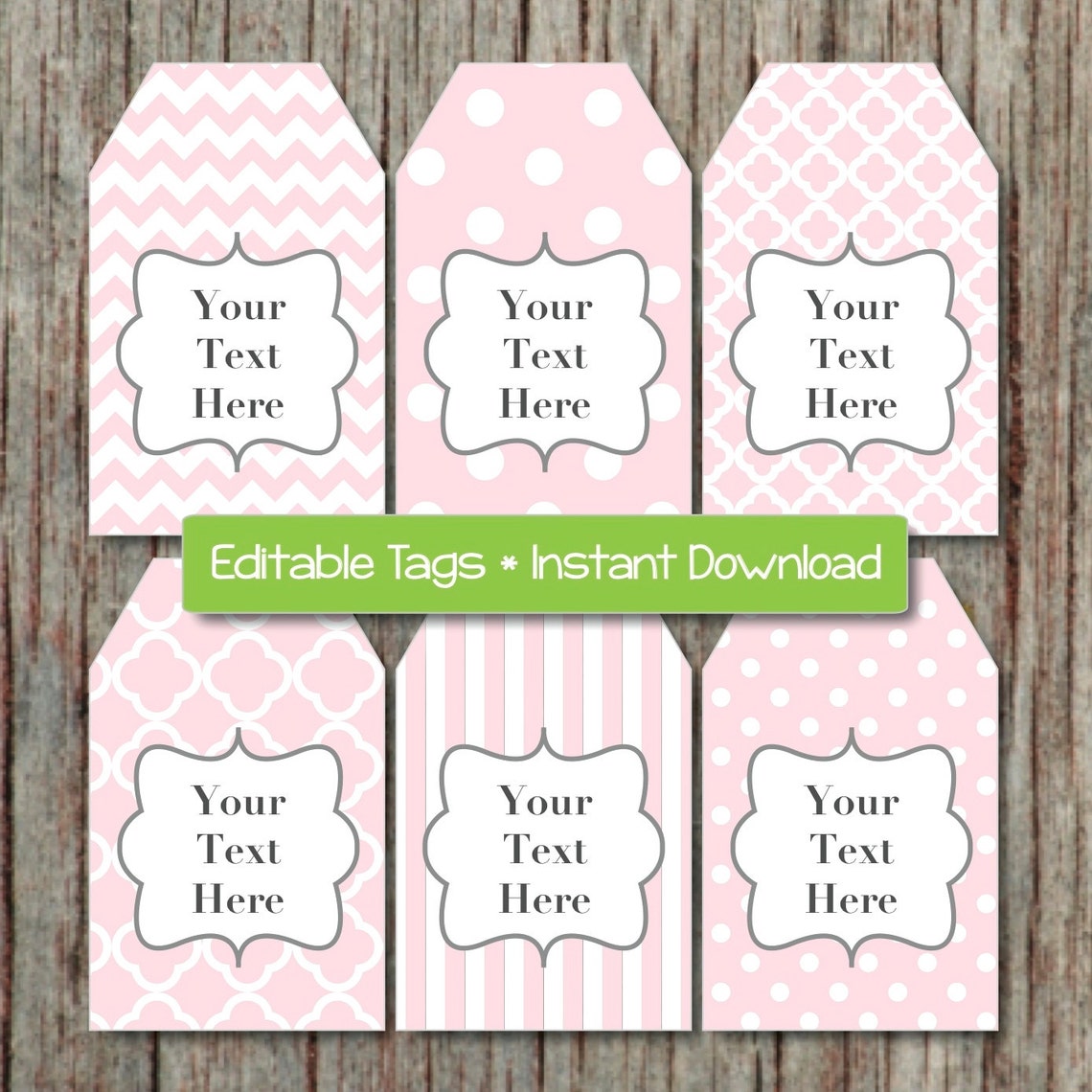 Thank You Tags Printable Gift Tags Editable JPG Powder Pink - Etsy