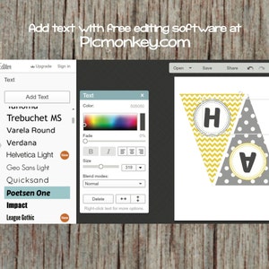 Yellow Grey Printable Editable Party Banner INSTANT DOWNLOAD Baby ...