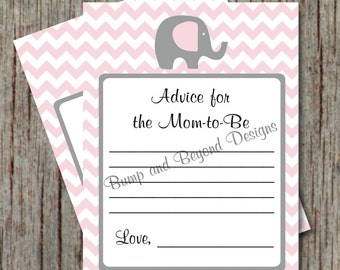 Elephant Baby Shower Advice Cards, Printable Baby Boy Elephant Advice ...