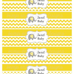 Yellow Grey Chevron Baby Shower Water Bottle Labels Sweet Baby - Etsy