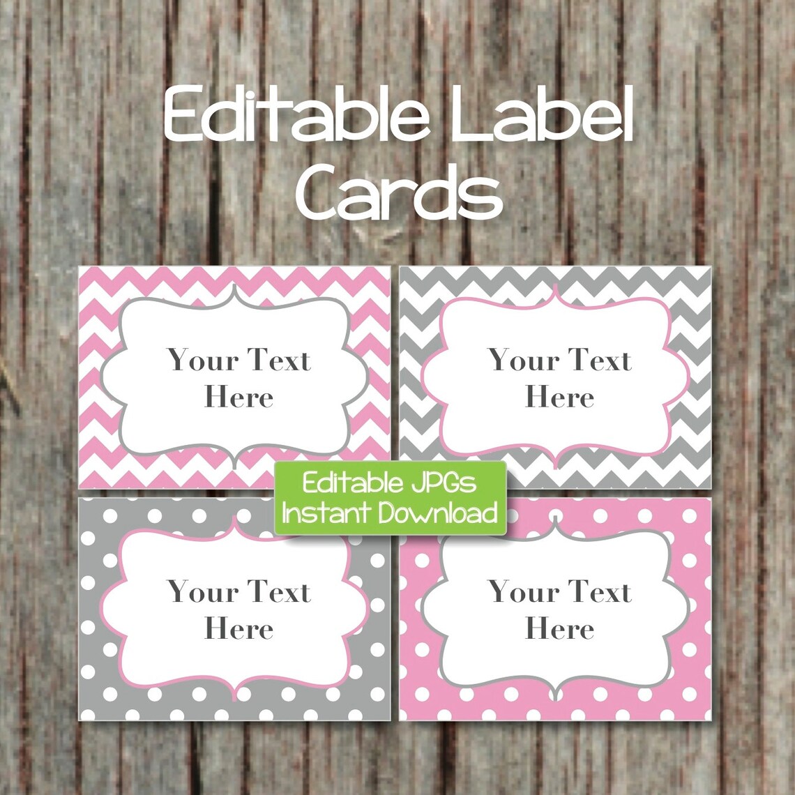 Name Tags Editable Label Cards Digital JPG File Printable | Etsy