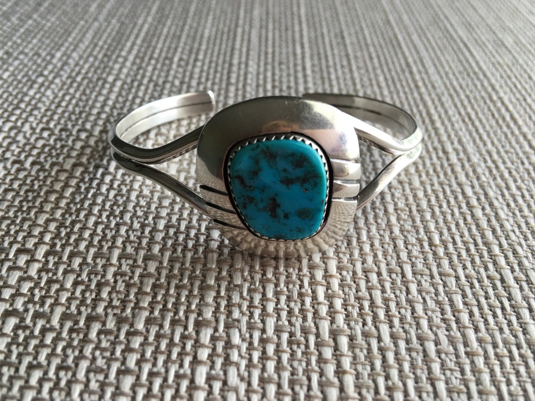 Vintage Navajo Old Pawn Turquoise Sterling Silver Cuff - Etsy