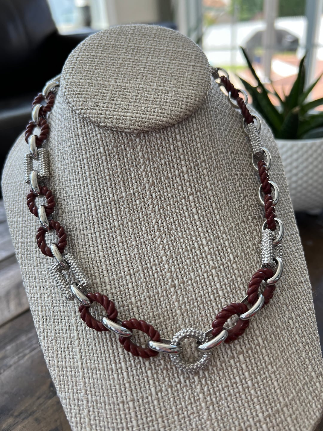 Vintage Whitney Kelly Sterling Silver and Jasper Large Link Chain ...