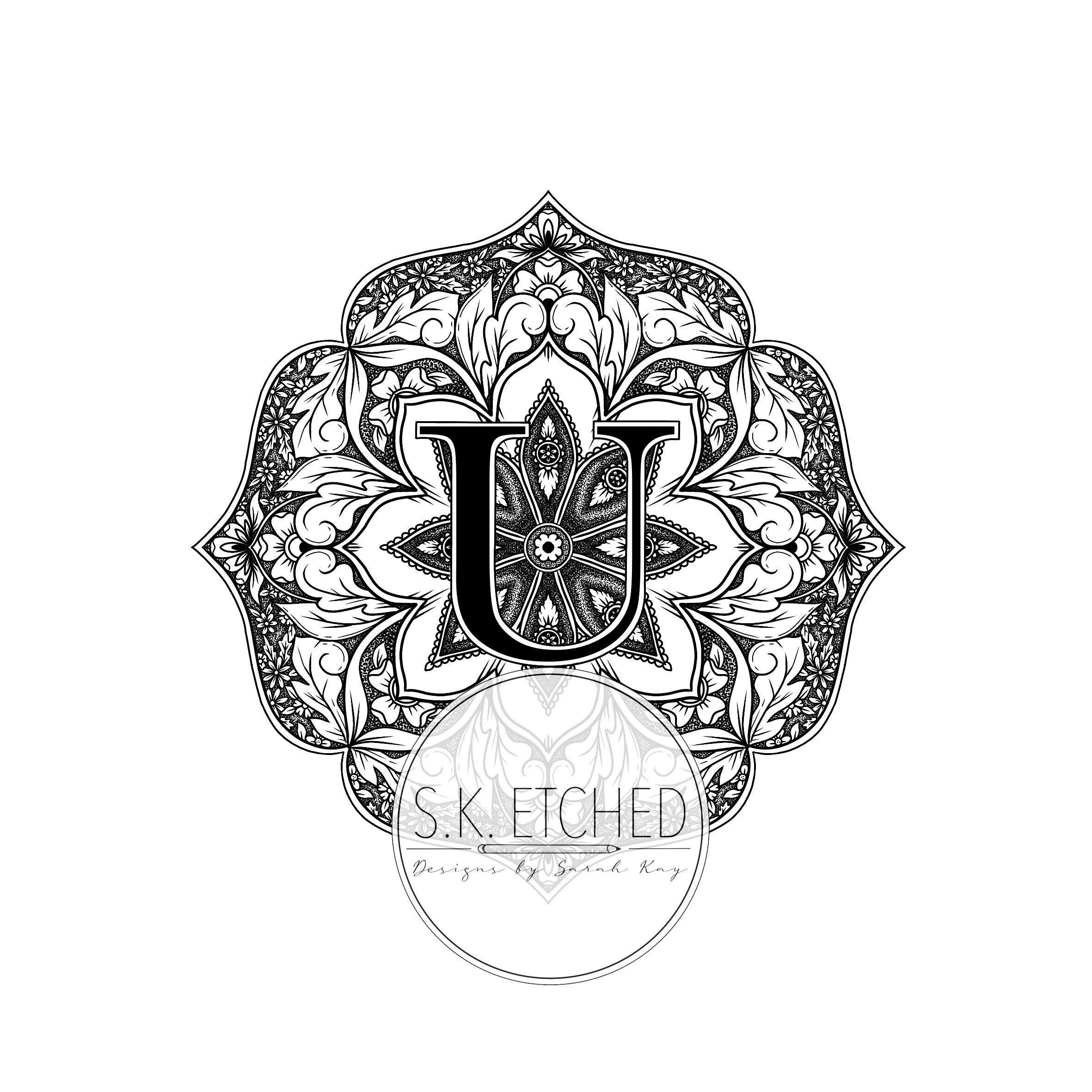 Monogram Mandala Printable - U - Etsy