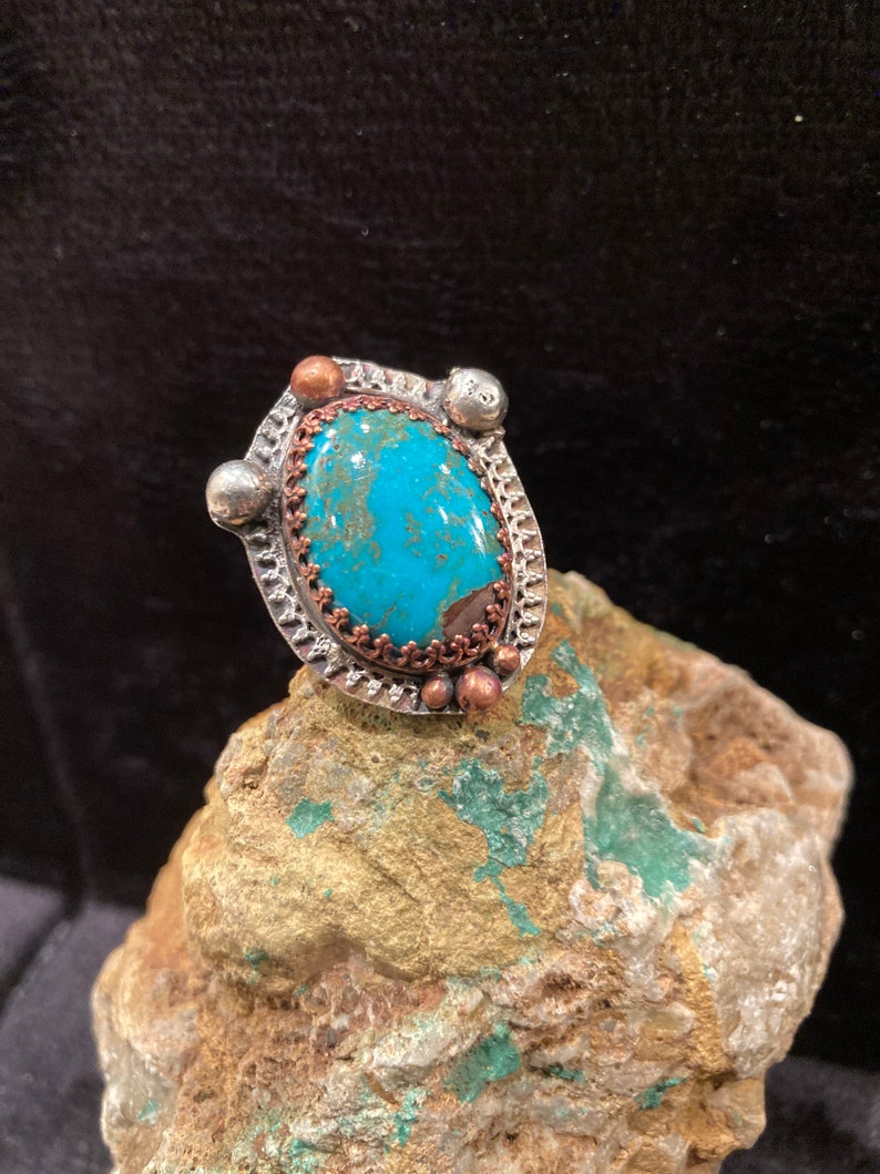 Bisbee Turquoise Mens Ring Made by Mark Mead. - Etsy