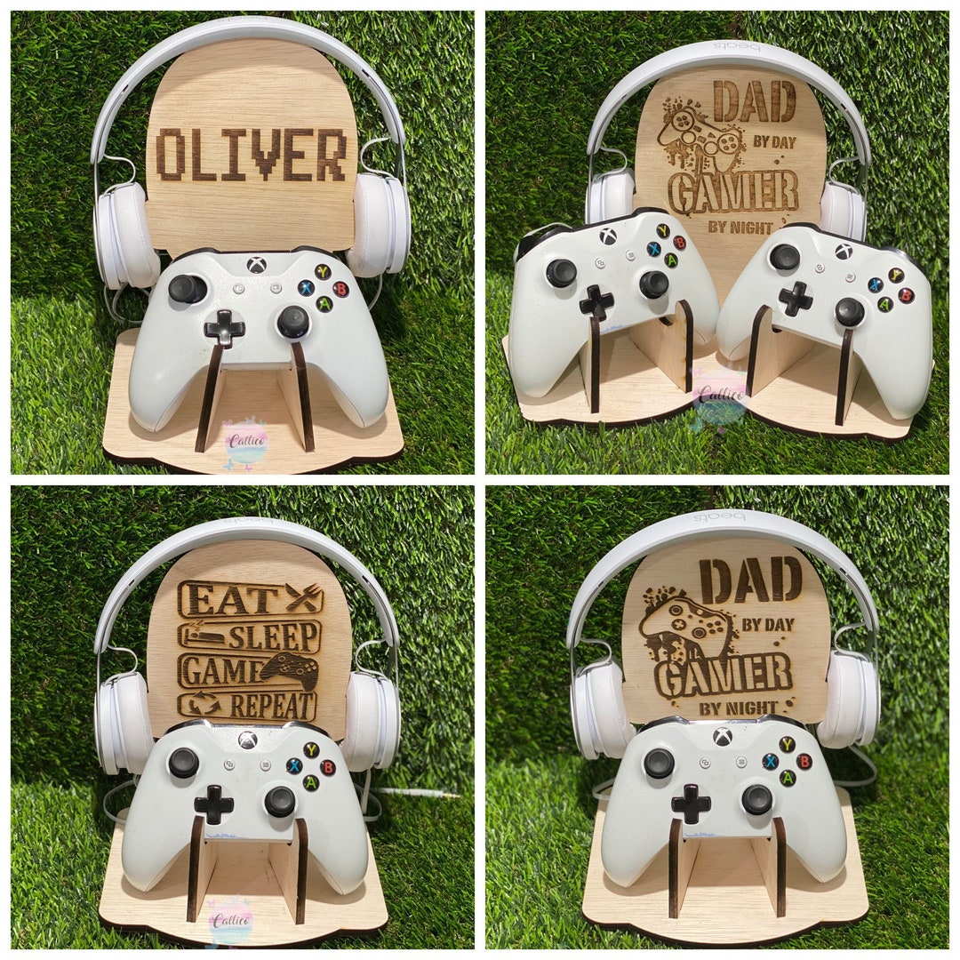 Gamer Stand - Wooden Engraved Controller and Headset Stand for Xbox ...