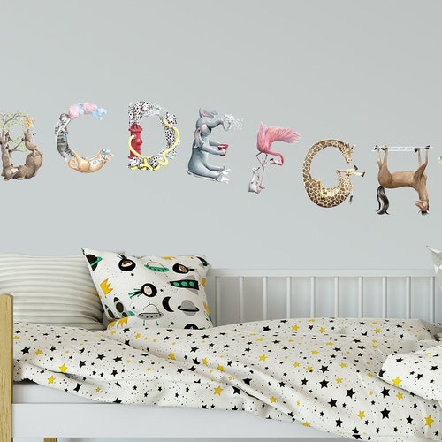 Alphabet Wall Decal Animals Alphabet Wall Sticker Letters - Etsy Israel