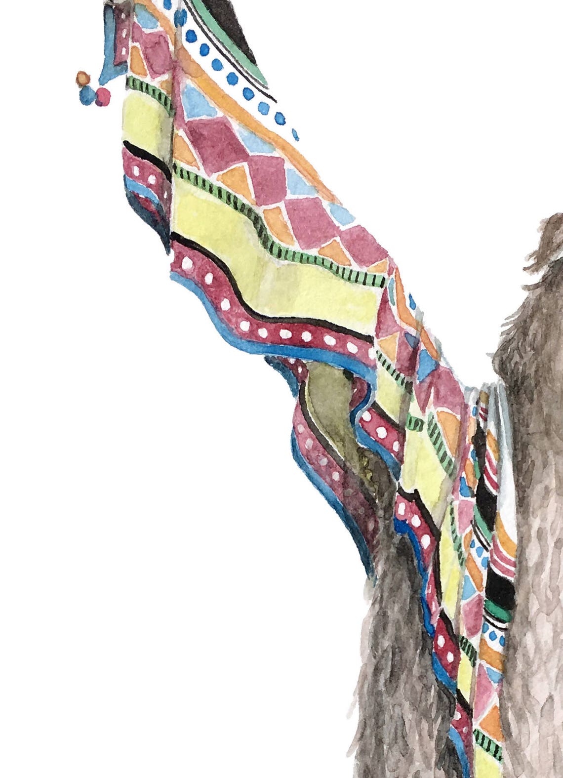 Yawning Yak Animal Letter Y // Watercolor Neutral Nursery | Etsy