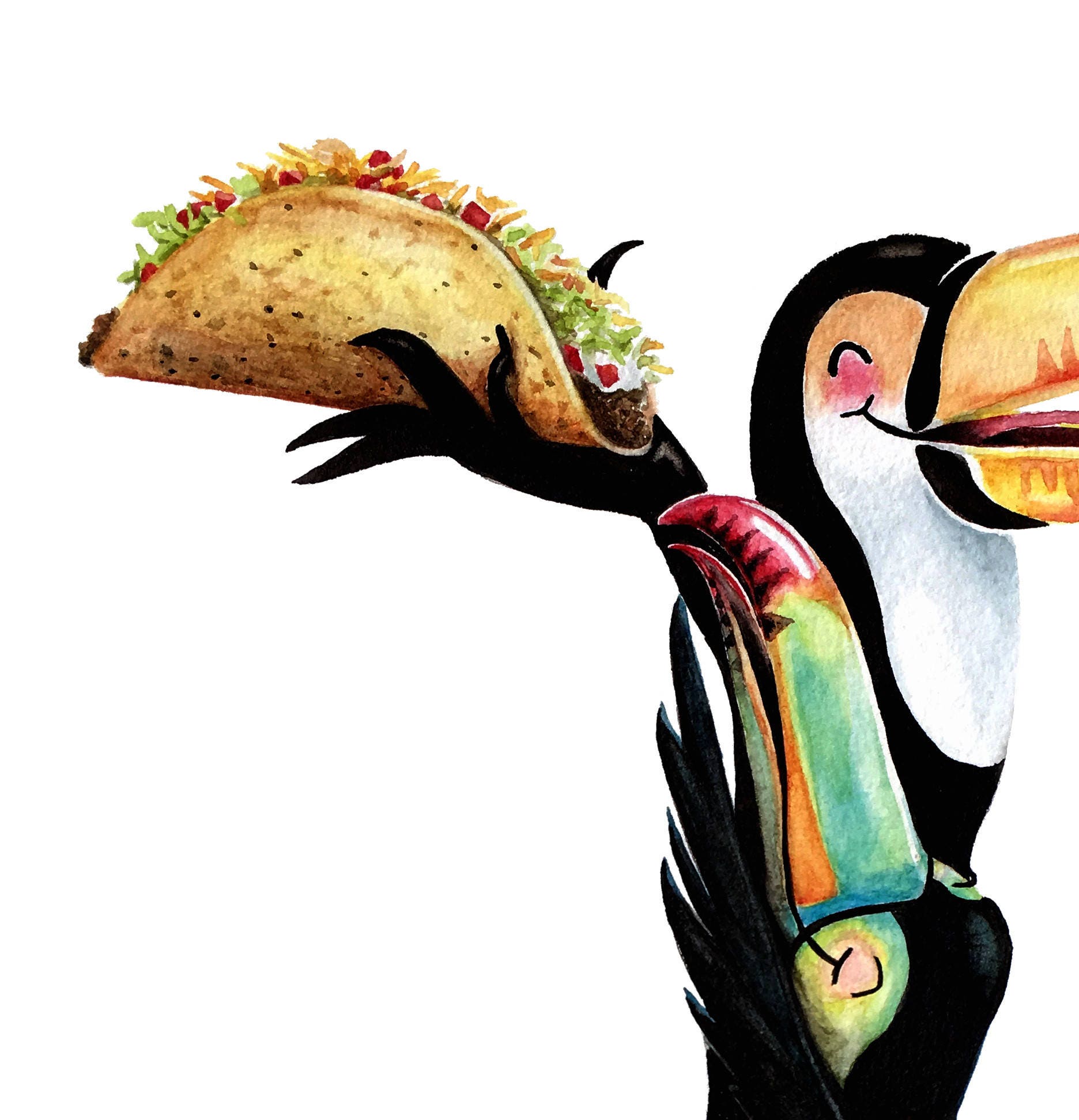 Toucan With Taco Painting Letter T // Pastel Neutral Nursery - Etsy