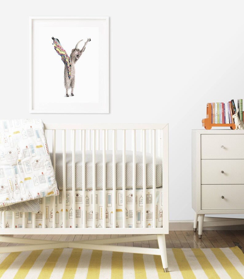 Yawning Yak Animal Letter Y // Watercolor Neutral Nursery Decor ...