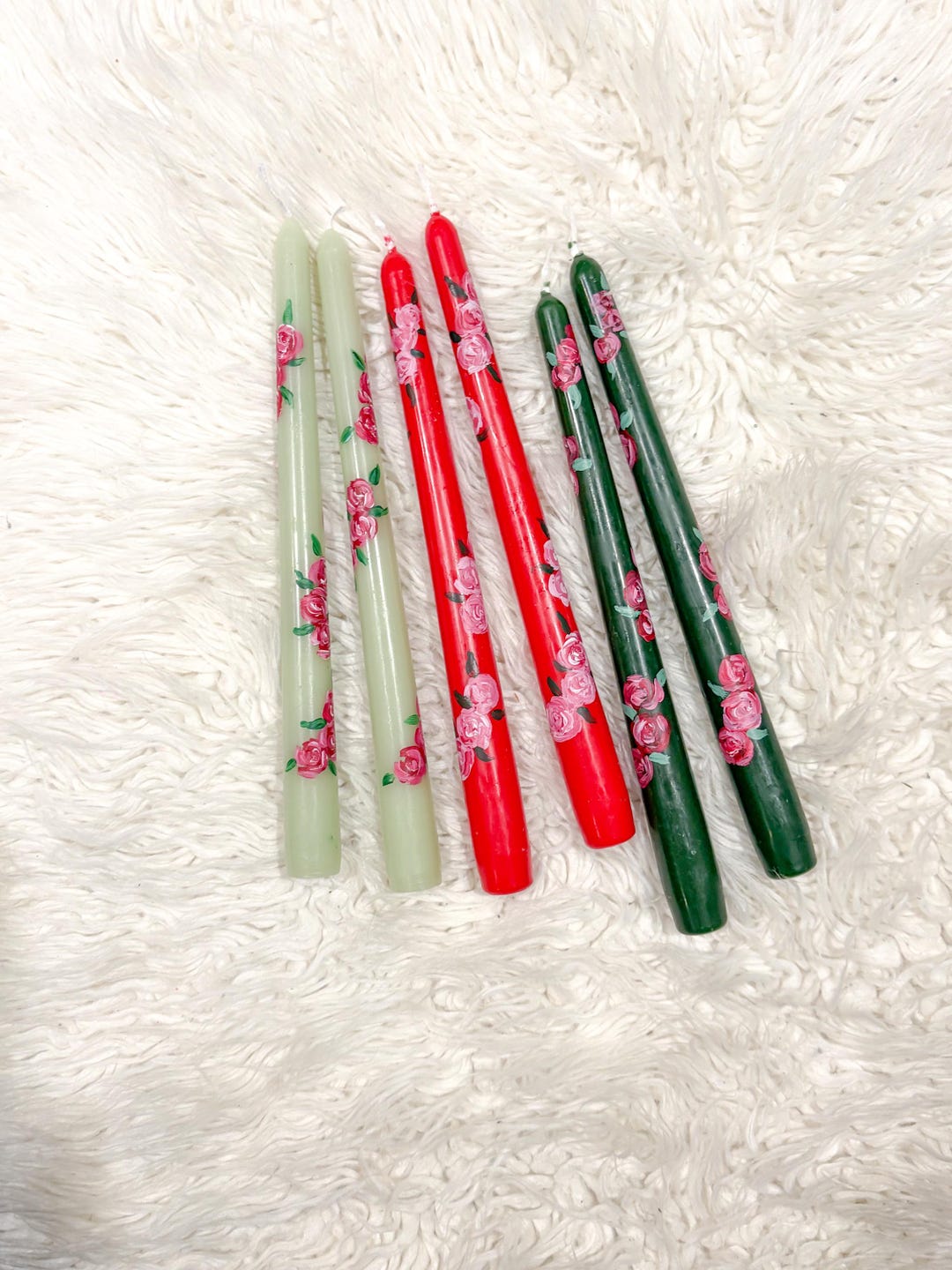 Hand Painted Garland Candles - Etsy