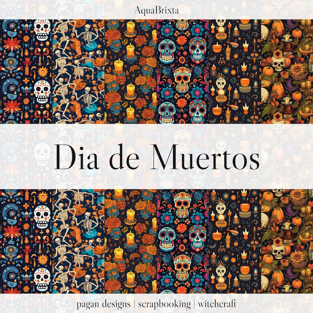 Dia De Muertos Digital Paper Pack Pagan Designs Day of the Dead ...