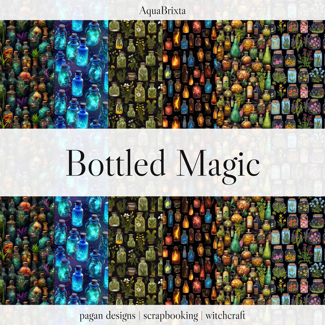 Bottled Magic Digital Paper Pack Pagan Designs Book of Shadows ...