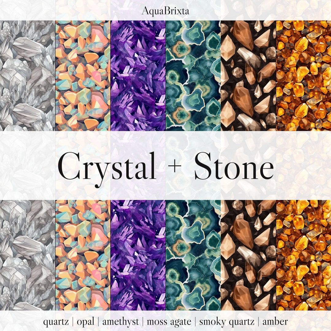 Crystal + Stone Digital Paper Bundle - Pagan Designs - Book of Shadows ...