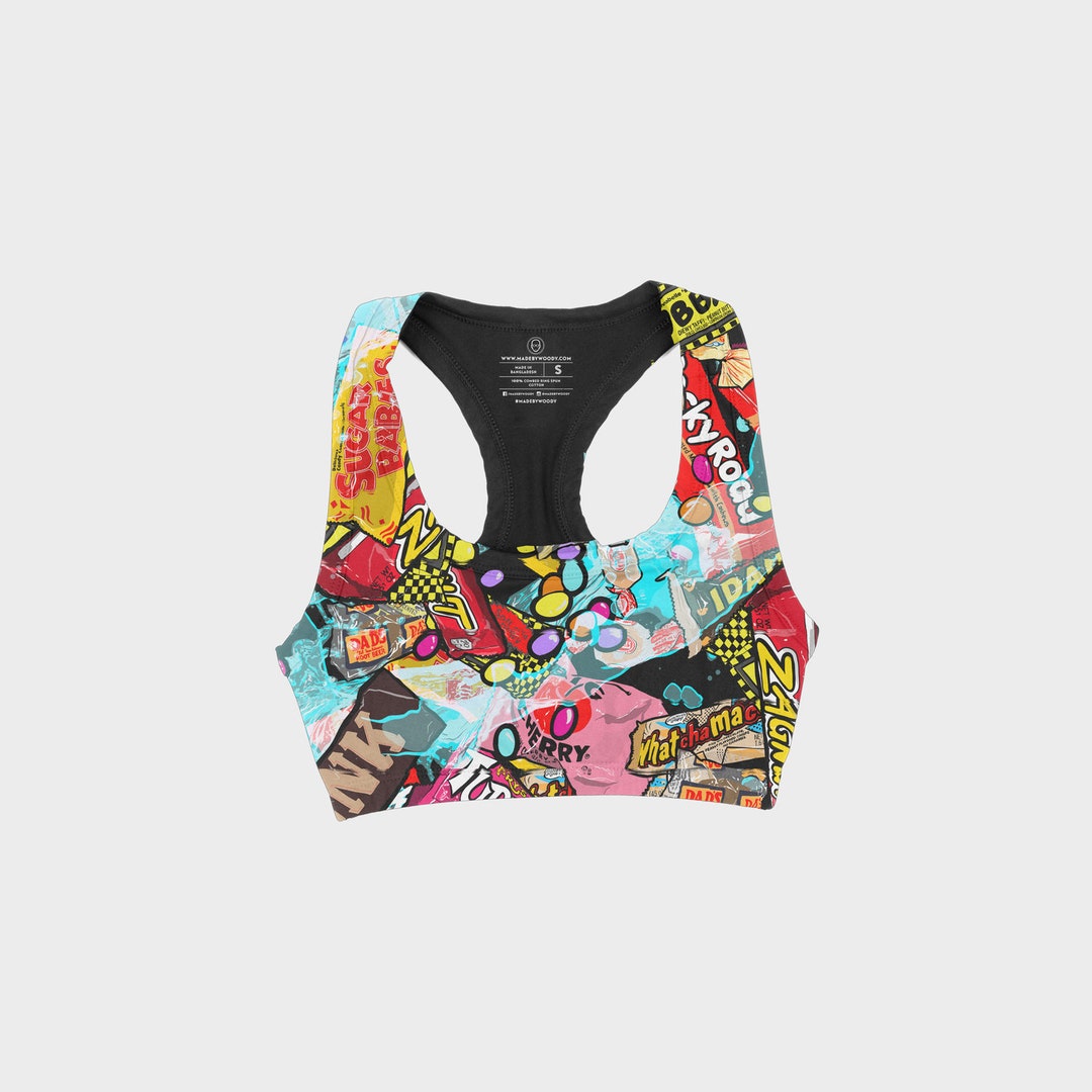 Candy is Dandy Sports Bra Woody Batts Candy Sports Bra Designer Sports ...