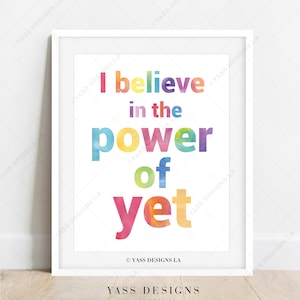 The Power of yet Printable Poster Download, Positive Mindset, Classroom ...