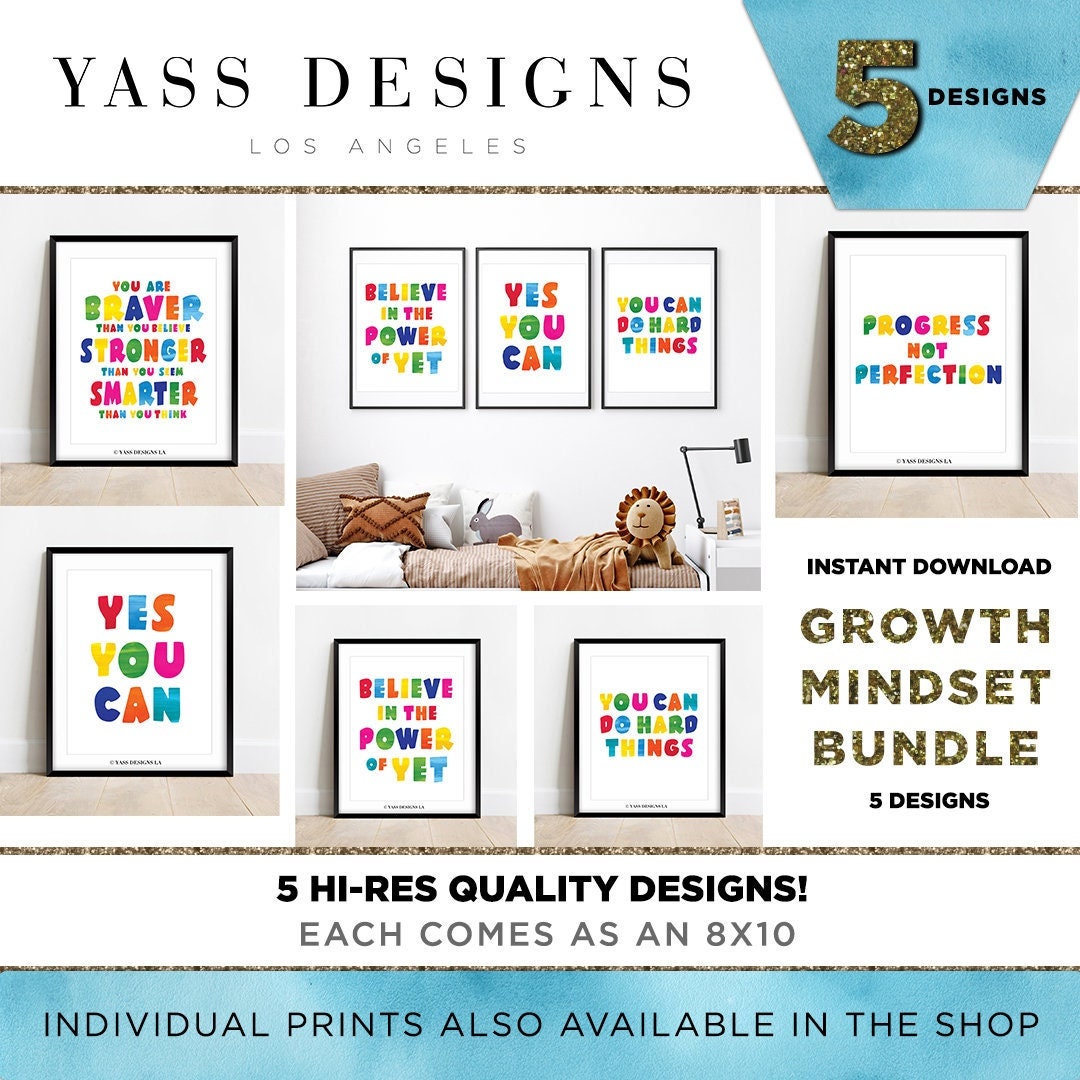 Classroom Decor Bundle, Growth Mindset, Poster Printable Bundle Set ...