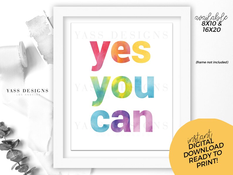 Yes You Can Digital Poster Print, Growth Mindset Art Download ...