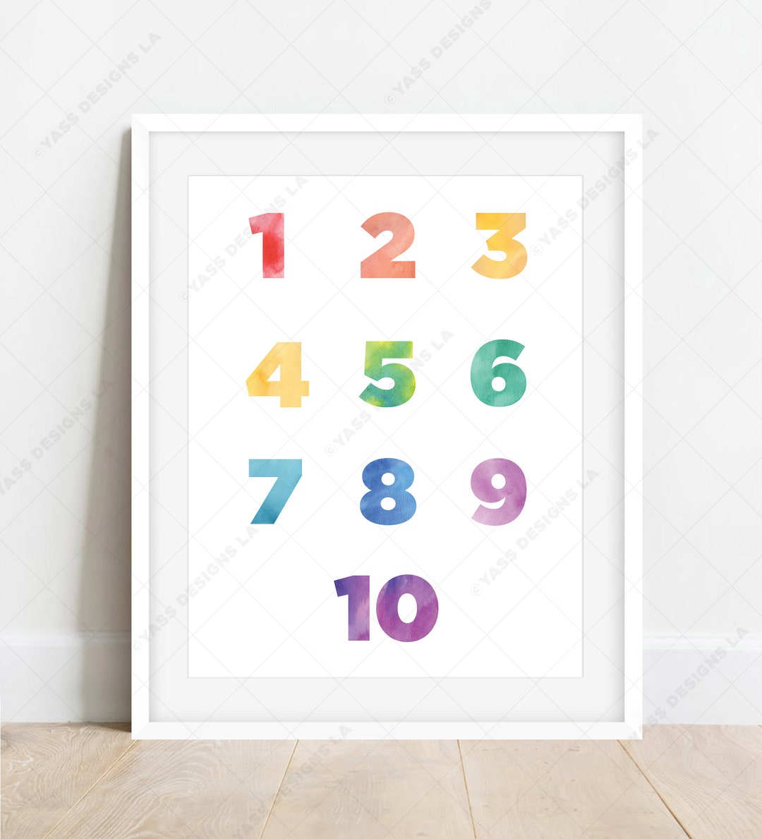 Number Poster Chart, Number Wall Art Print, Counting 1-10 Number Poster ...