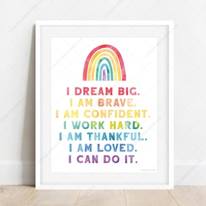 Dream Big Positive Affirmation Digital Poster Print, Growth Mindset Art ...