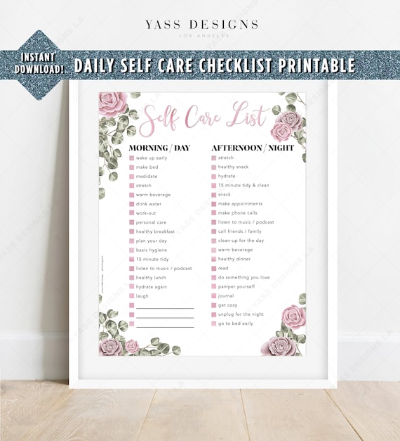 Self Care Checklist Editable Fillable PDF Self Love Daily - Etsy