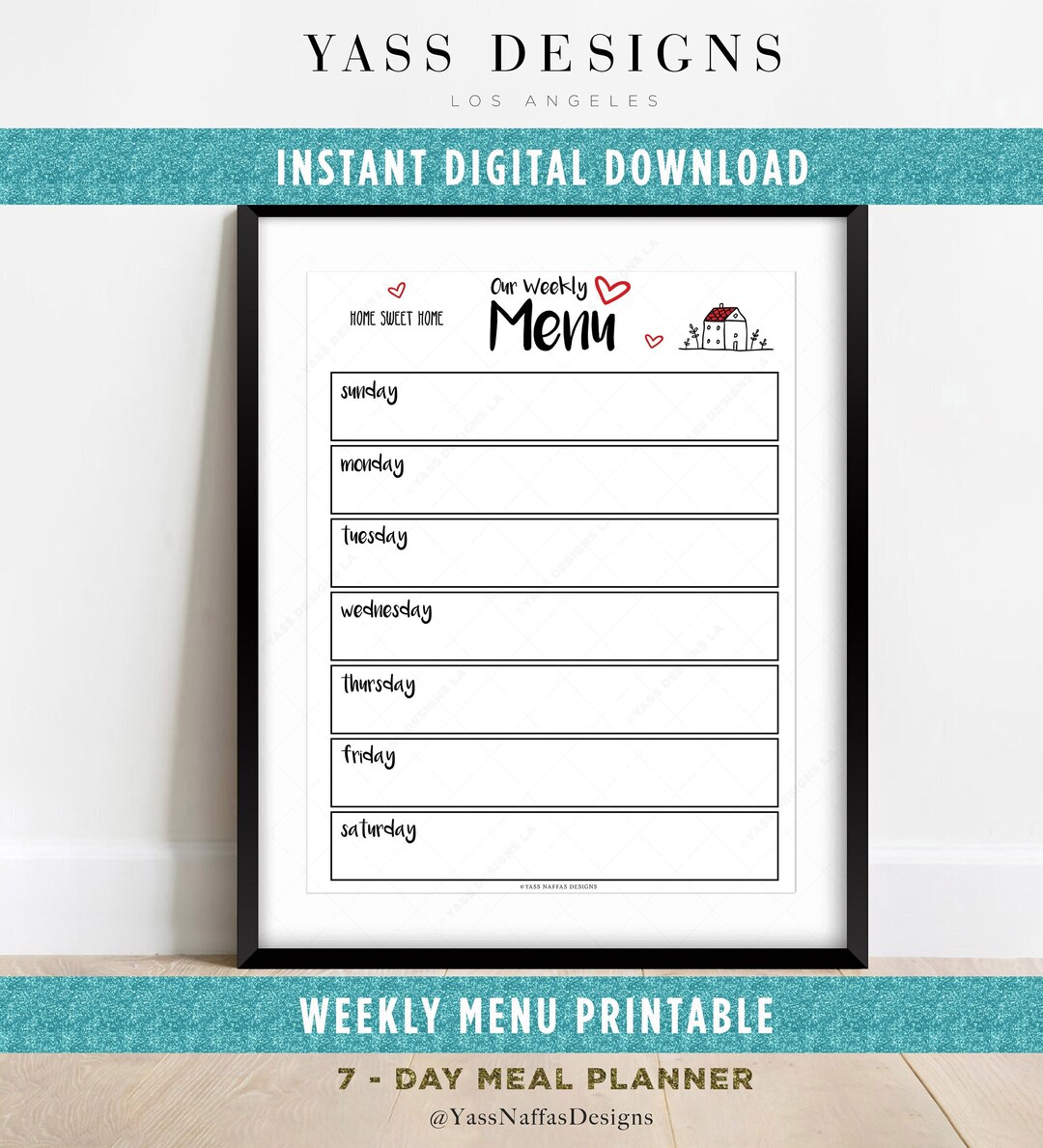 Weekly Menu Printable, Cute Meal Planner, Meal Planner, Printable ...