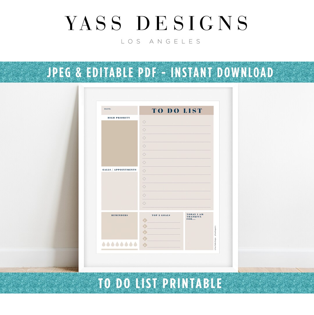 Editable Daily Planner Printable & PDF, Productivity Planner, Checklist ...