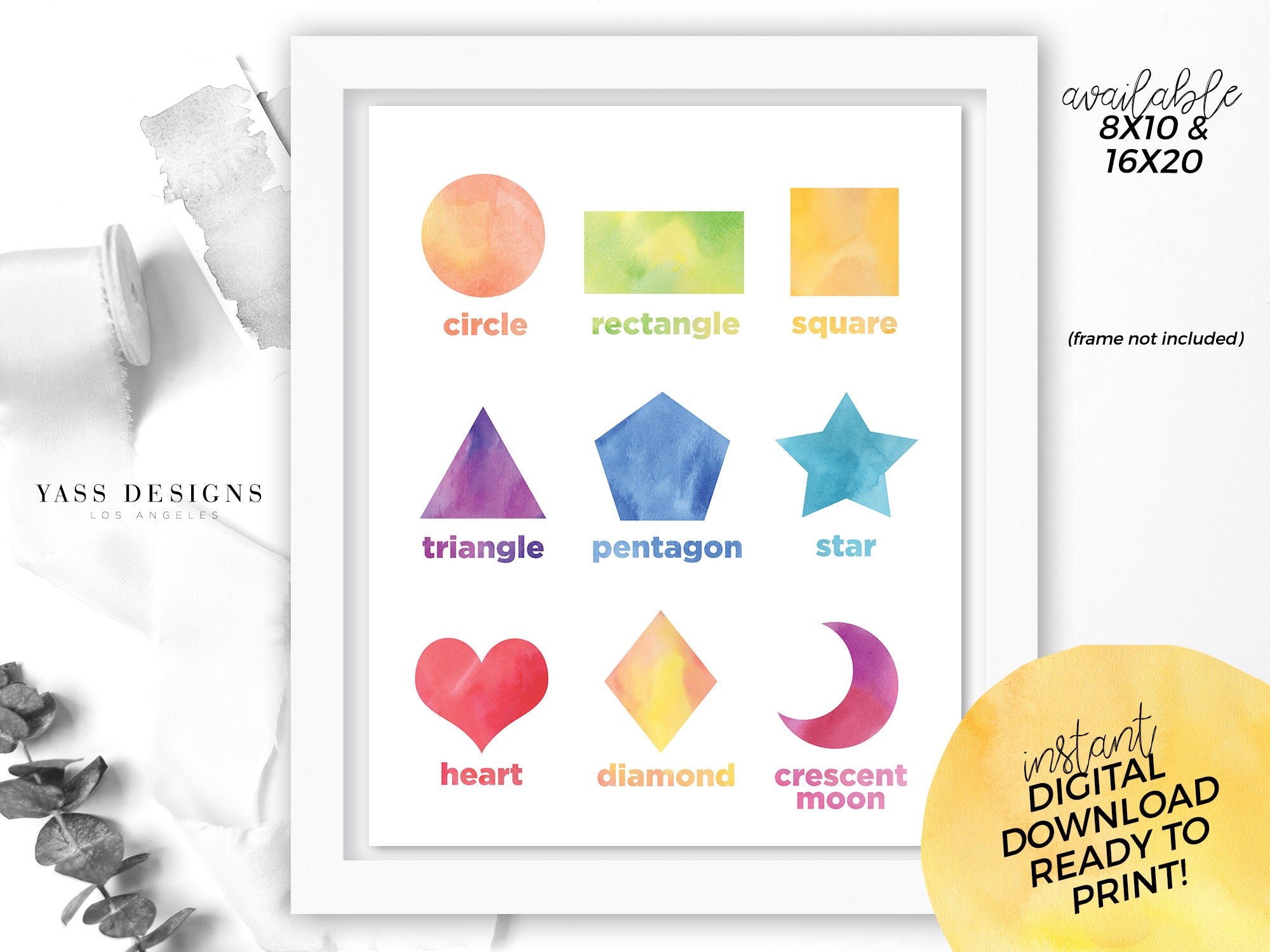 Shapes Chart, Shape Poster, Digital Poster Download Shape Chart ...
