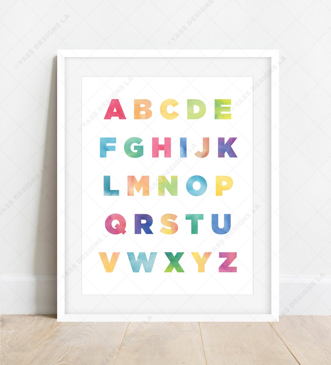 Rainbow Alphabet ABC Chart Digital Poster Print Download, Playroom ...