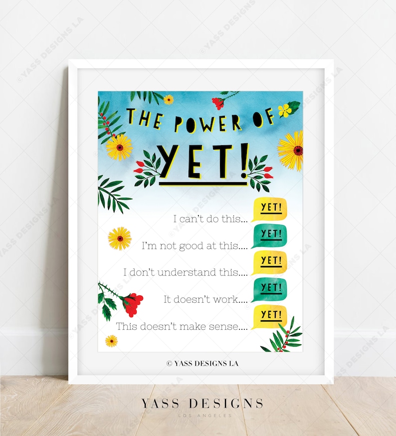 The Power of yet Poster Printable Download, Growth Mindset, Classroom ...