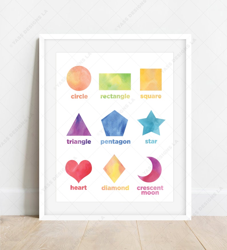 Kids Classroom Printable Poster Downloadable Decor Bundle Set, Shapes ...