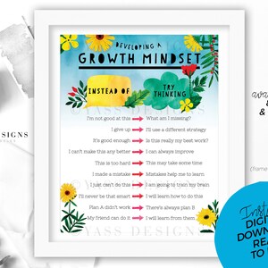 Growth Mindset Poster Digital Download, Homeschool Printable, Positive ...