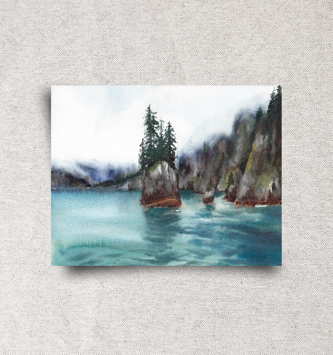 Kenai Fjords ORIGINAL Watercolor Painting, Alaska National Park ...