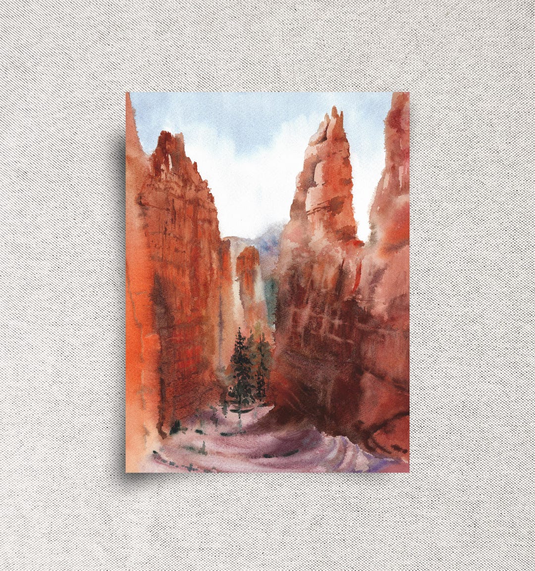 Bryce Canyon ORIGINAL Watercolor Painting, Utah Landscape Wall Art ...