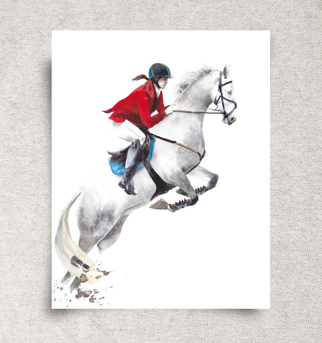 Horse Riding ORIGINAL Watercolor Painting, Equestrian Sport Artwork ...