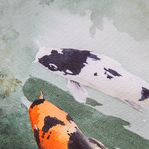 Koi Fish Original Watercolor Painting – Japanese Pond Art – Zen Home ...