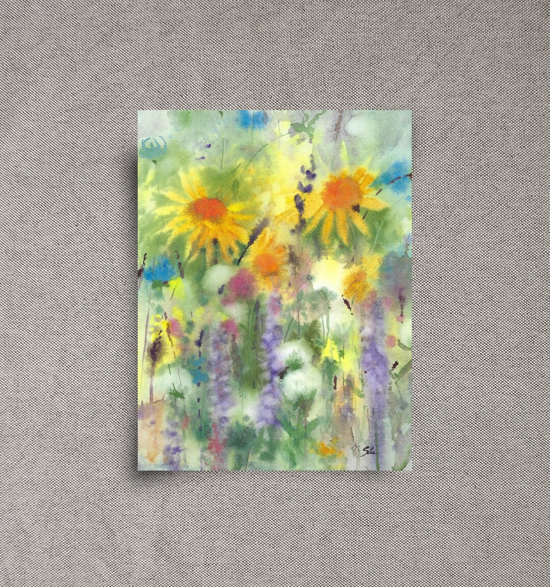 Wildflowers ORIGINAL Watercolor Painting, Summer Meadow Wall Art ...